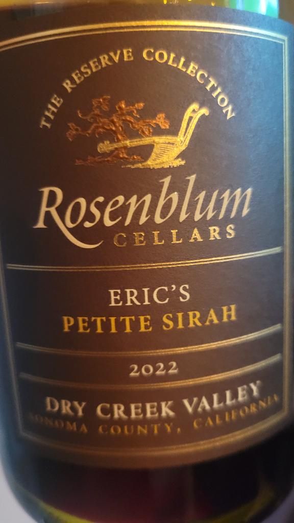 2022 Rosenblum Cellars Syrah Reserve Fran's Vineyard, USA, California ...