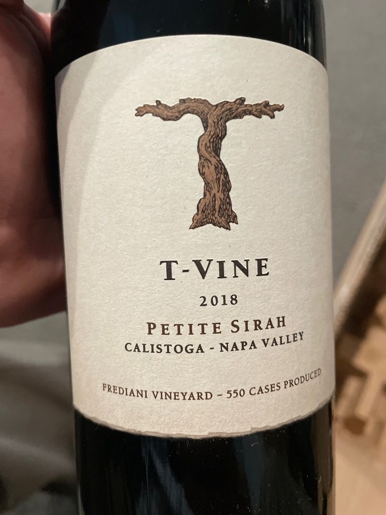 2019 T-Vine Cellars Petite Sirah Calistoga, USA, California, Napa ...