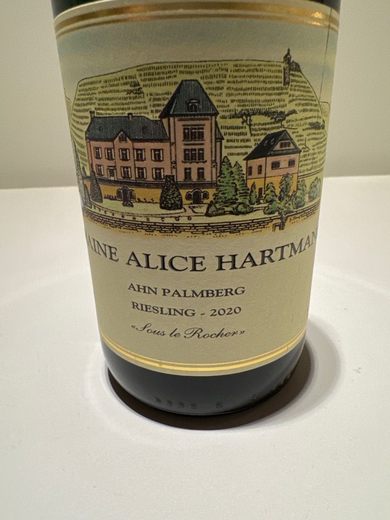 2020 Domaine Alice Hartmann Riesling Ahn Palmberg, Luxembourg, Moselle ...