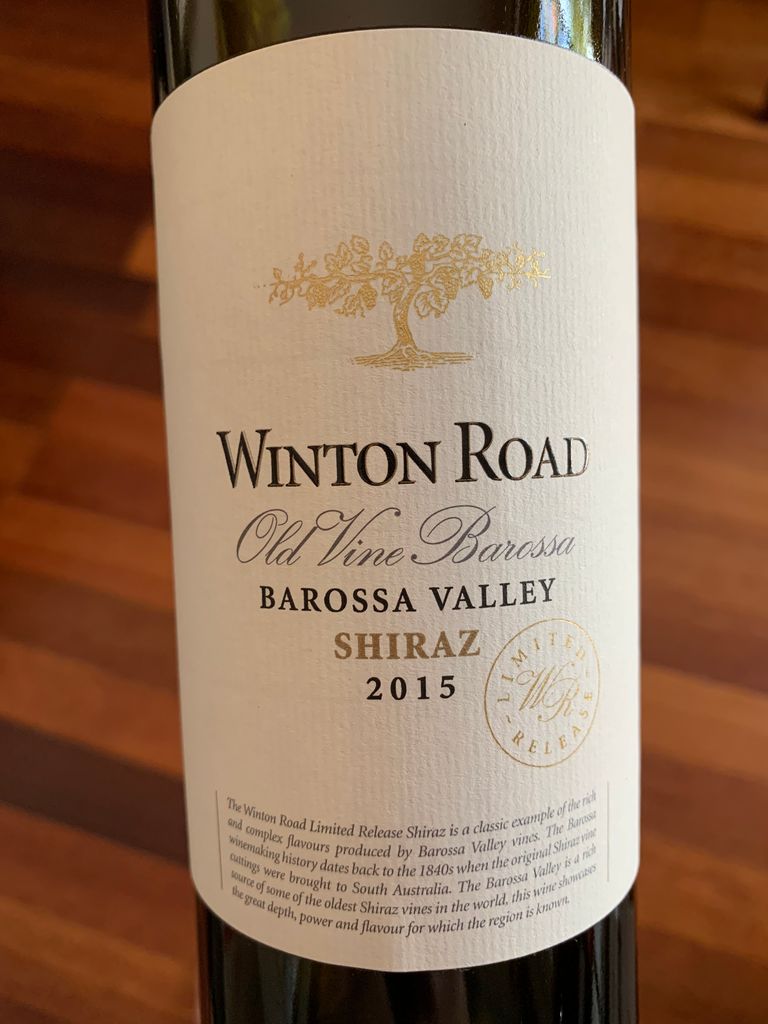 2015 Winton Road Shiraz Old Vine Barossa, Australia, South Australia ...