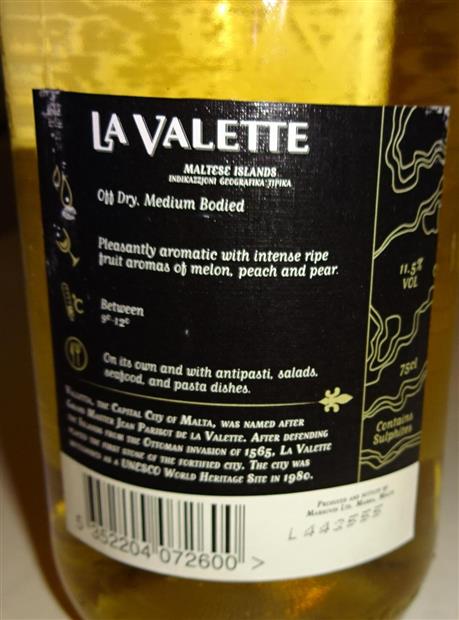 2020 Marsovin La Valette - Vin Blanc, Malta, IGT Maltese Islands ...