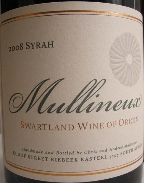2008 Mullineux Syrah, South Africa, Coastal Region, Swartland - CellarTracker