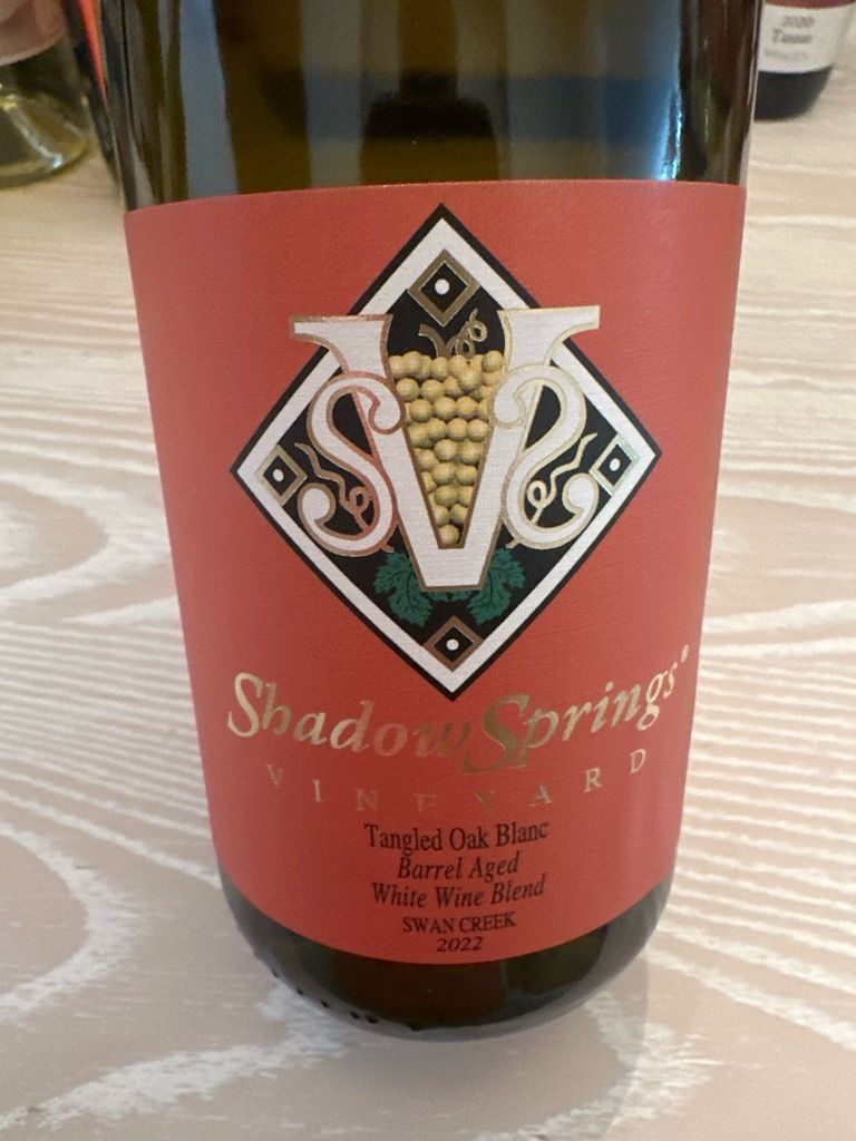 2022 Shadow Springs Chardonnay Tangled Oak Barrel Fermented, USA, North ...