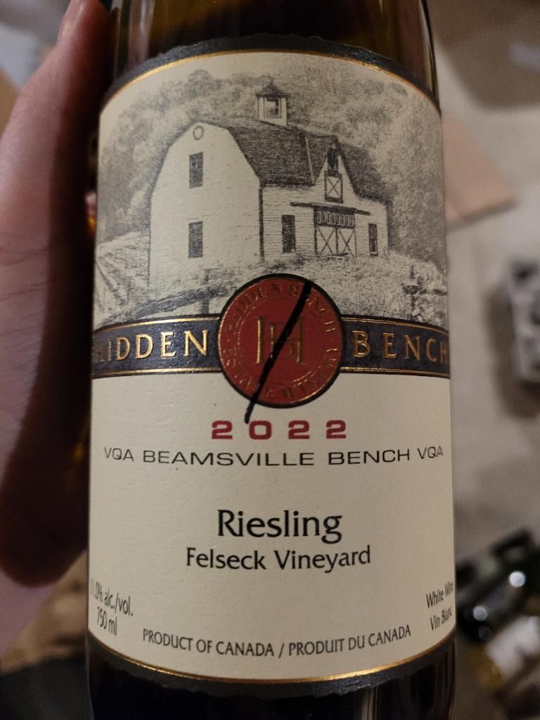 2022 Hidden Bench Riesling Felseck Vineyard, Canada, Ontario, Niagara ...