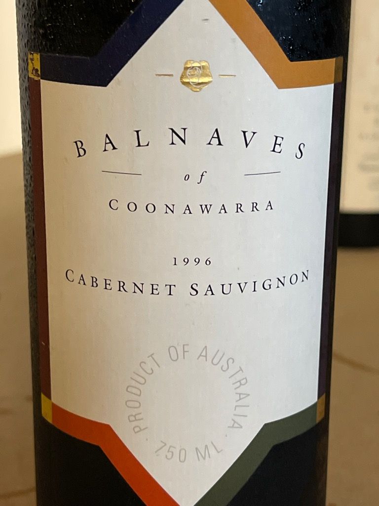 1996 Balnaves of Coonawarra Cabernet Sauvignon, Australia, South ...