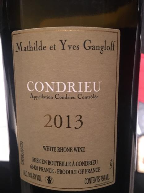 2013 Mathilde et Yves Gangloff Condrieu, France, Rhône, Northern Rhône ...