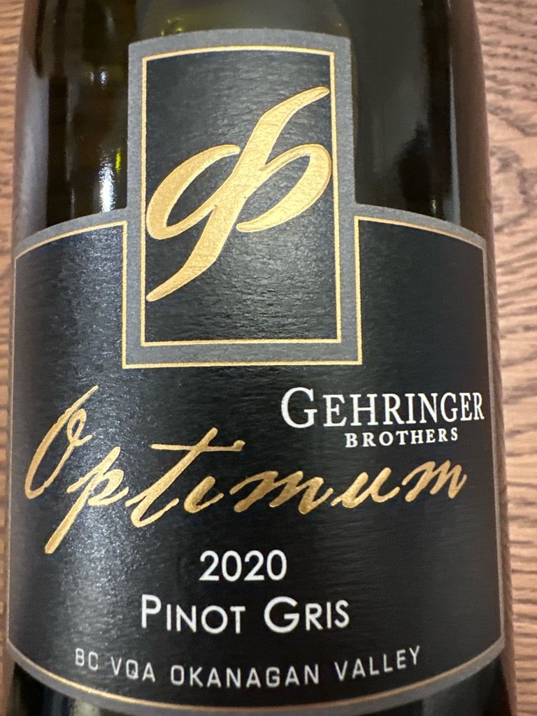 2022 Gehringer Brothers Estate Winery Pinot Gris Optimum, Canada ...