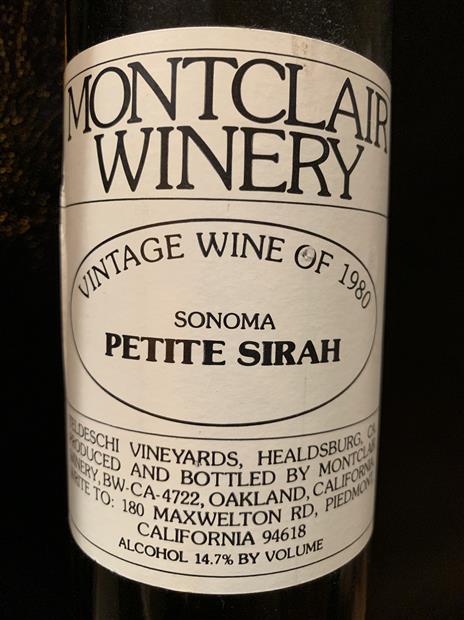 1979 Montclair Winery Petite Sirah Teldeschi Vineyards, USA, California ...