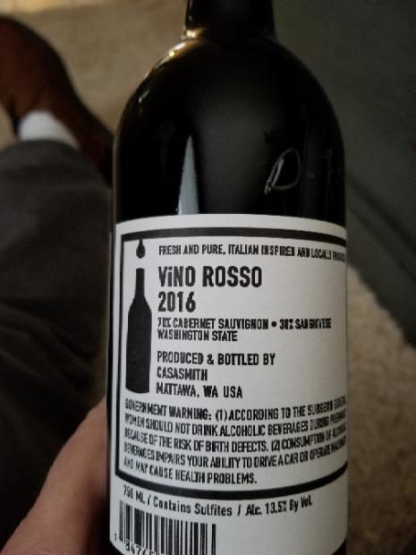 2016 Casa Smith Vino Rosso Cabernet/Sangiovese, USA, Washington ...