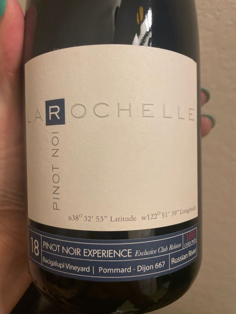 2018 La Rochelle Pinot Noir Experience Bacigalupi Vineyard, USA ...