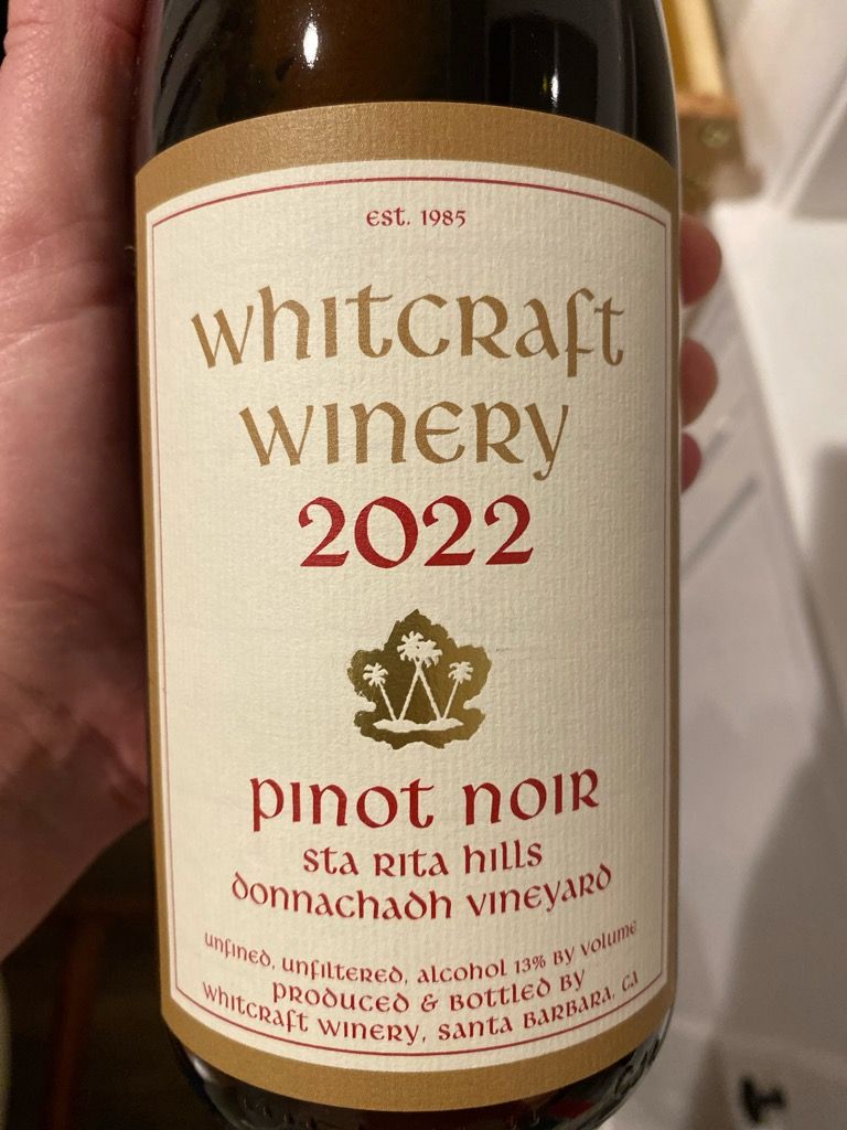 2022 Whitcraft Winery Pinot Noir Donnachadh Vineyard, USA, California ...
