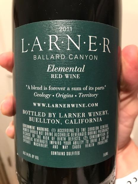 2011 Larner Vineyard Elemental, USA, California, Central Coast, Ballard ...