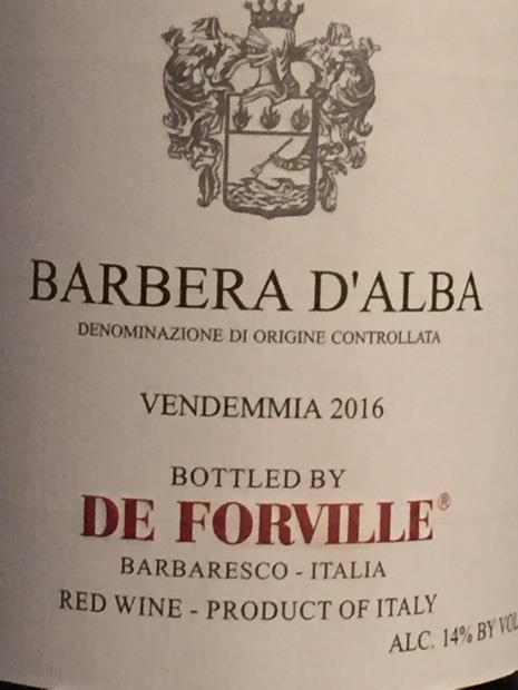 2016 De Forville Barbera d'Alba, Italy, Piedmont, Alba, Barbera d'Alba ...