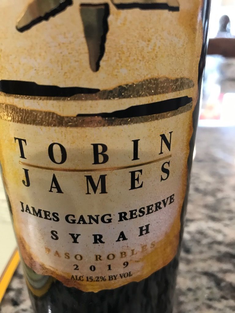 2019 Tobin James Syrah James Gang Reserve, USA, California, Central ...