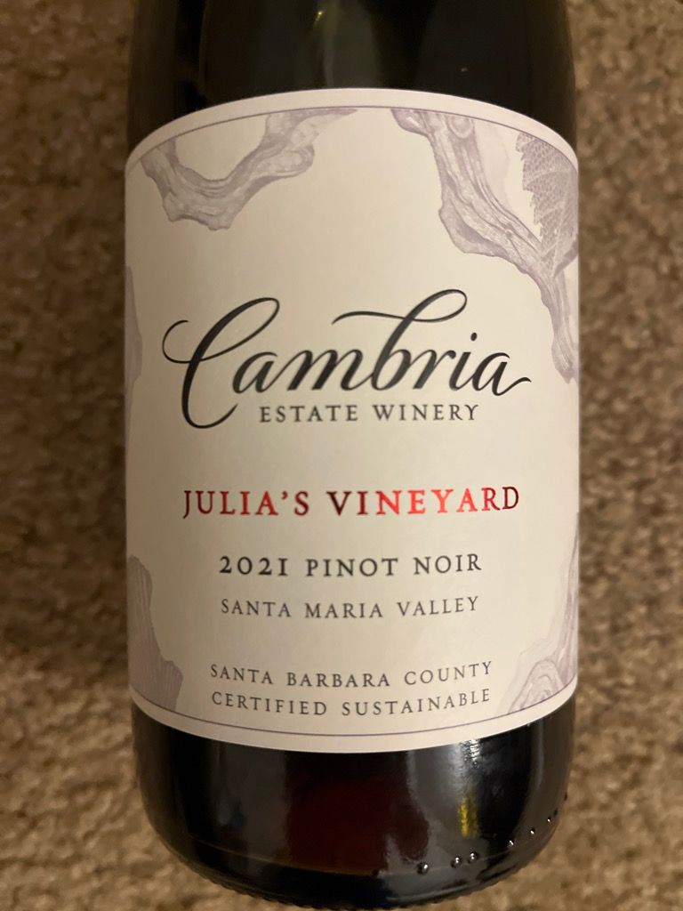 2021 Cambria Pinot Noir Julia's Vineyard, USA, California, Central ...