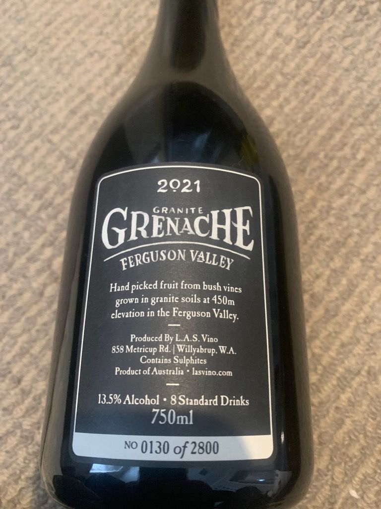 2021 L.A.S Vino Grenache Granite, Australia, Western Australia, South ...