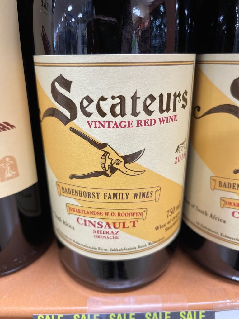 NV Badenhorst Family Wines Secateurs Red Blend, South Africa, Coastal ...