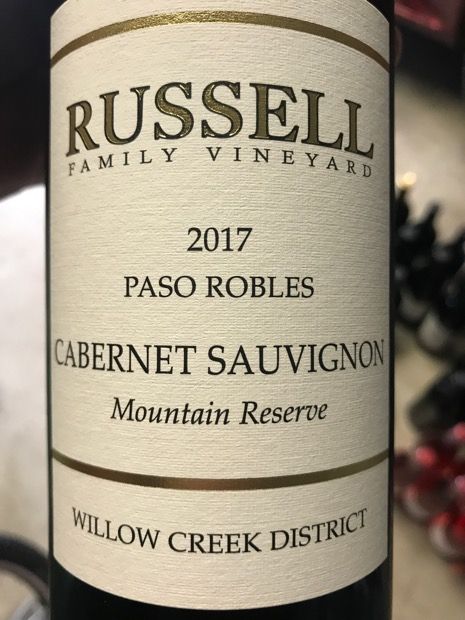2017 Russell Family Vineyards Cabernet Sauvignon Mountain Reserve, USA ...
