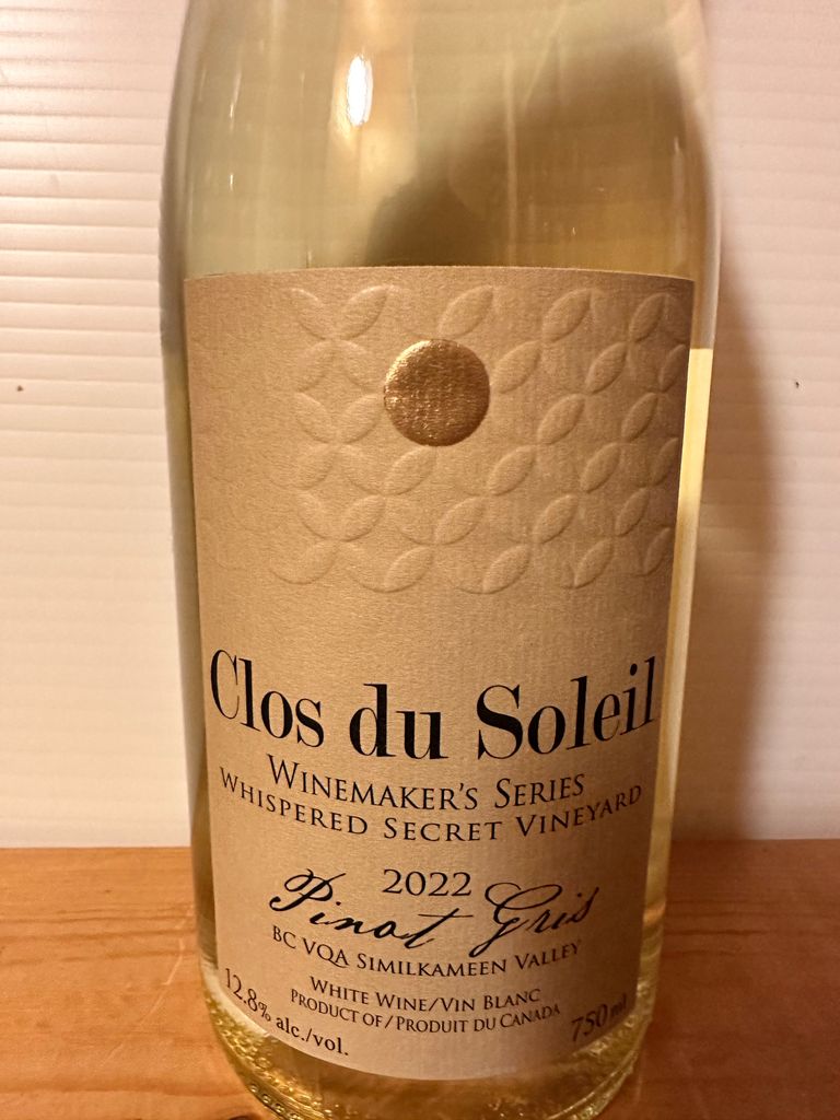 2022 Clos du Soleil Pinot Gris Winemaker's Series Whispered Secret ...