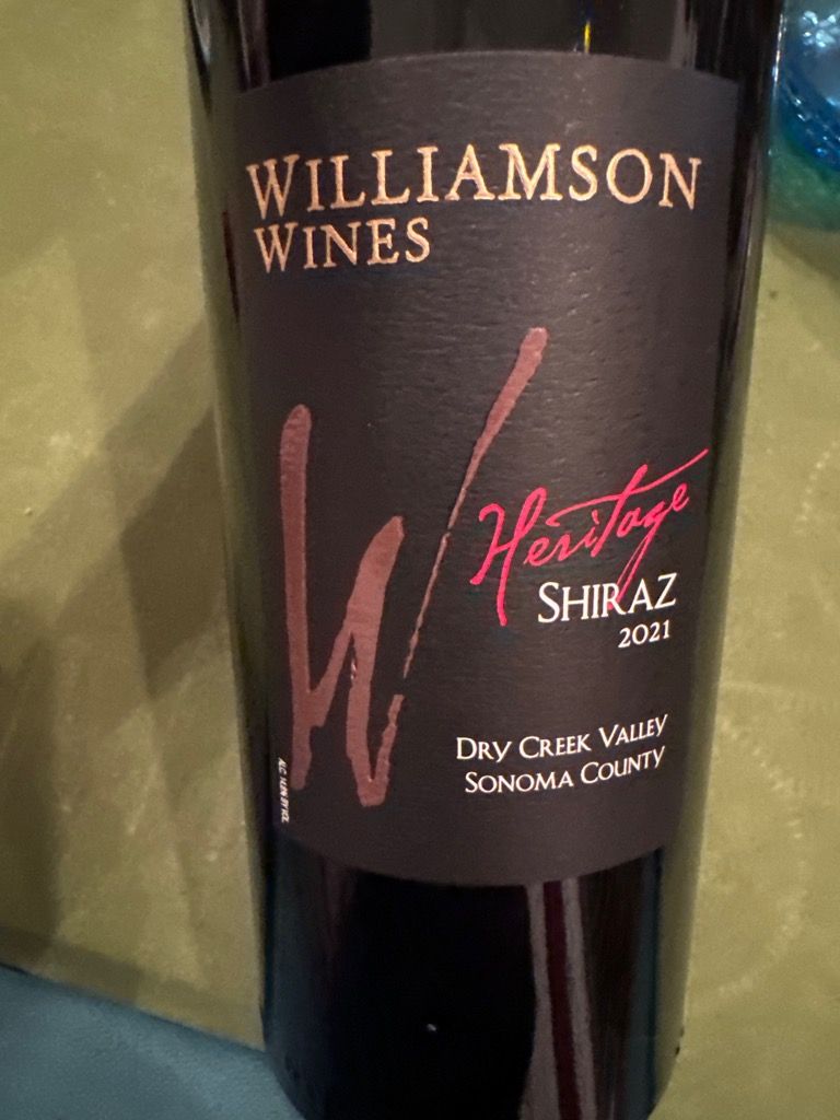 2021 Williamson Wines Shiraz Heritage, USA, California, Sonoma County ...