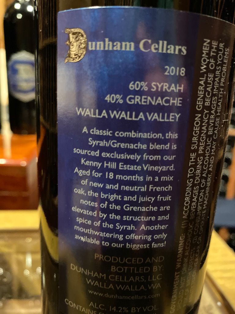 2018 Dunham Cellars Grenache Wine Club, USA, Washington, Columbia ...