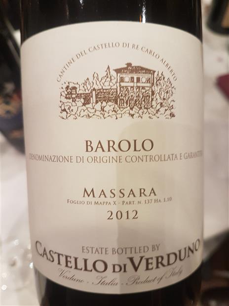 2012 Castello di Verduno Barolo Vigna Massara, Italy, Piedmont, Langhe ...