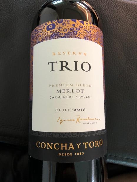 2016 Concha y Toro Trio Reserva Merlot Carmenere Syrah, Chile, Rapel ...
