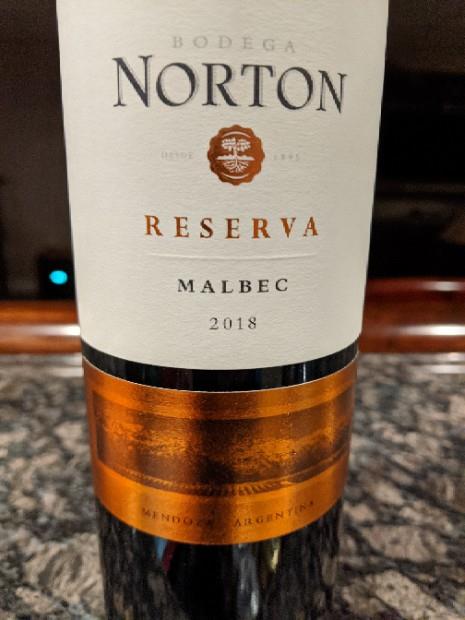 2018 Bodega Norton Malbec Reserva, Argentina, Mendoza, Lujan de Cuyo - CellarTracker