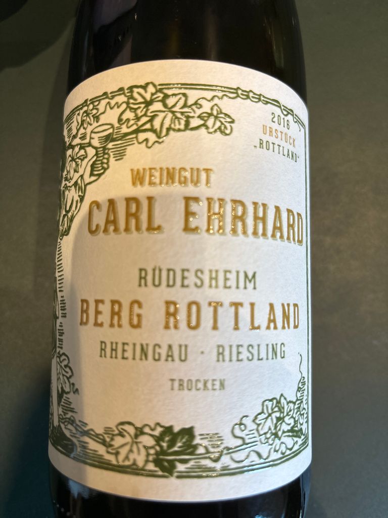 2016 Carl Ehrhard Rüdesheimer Berg Rottland Riesling trocken, Germany ...