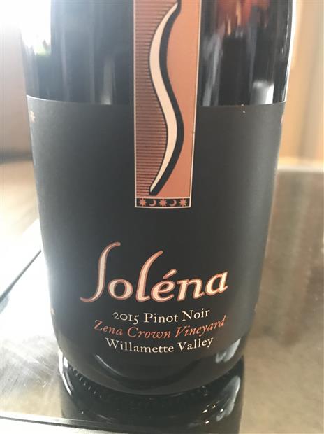 2015 Soléna Pinot Noir Zena Crown Vineyard, USA, Oregon, Willamette ...
