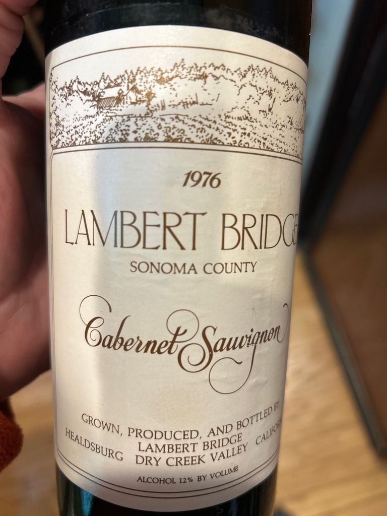 1976 Lambert Bridge Cabernet Sauvignon Crane Creek, USA, California ...