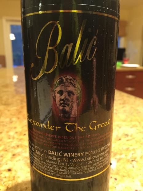 NV Balic Winery Alexander the Great, USA, New Jersey - CellarTracker