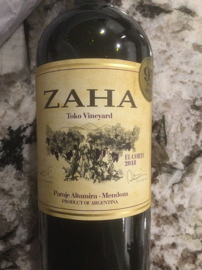 2019 Zaha El Corte Toko Vineyard, Argentina, Mendoza, Valle de Uco ...