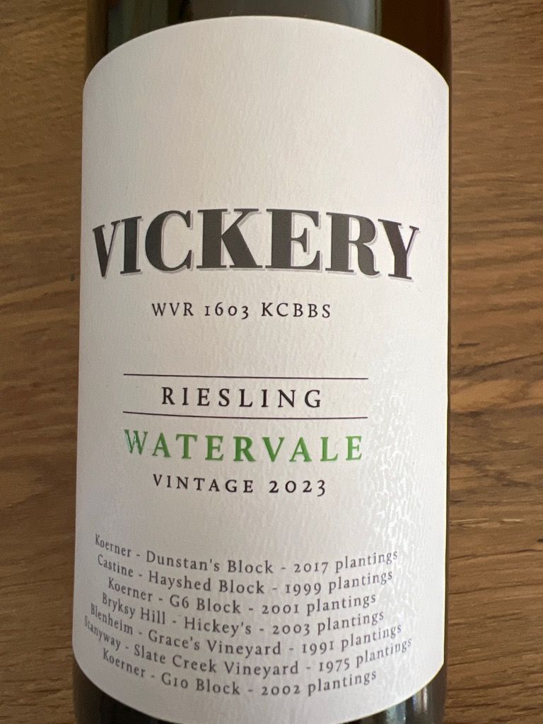 2023 Vickery Riesling WVR 1603 CKBBS Watervale, Australia, South ...