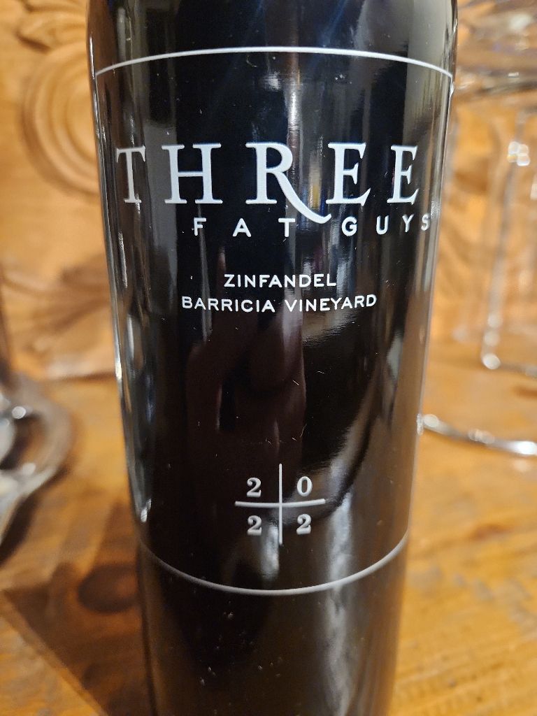 2022 Three Fat Guys Zinfandel Barricia Vineyard, USA, California ...