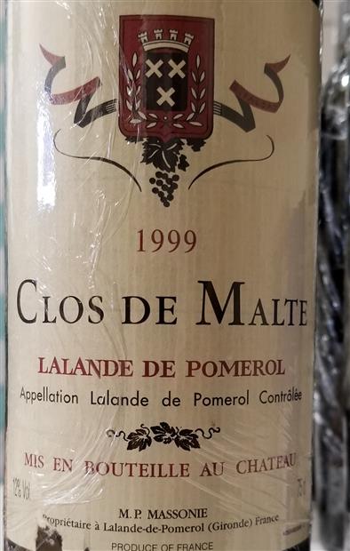 1999 SCEA Massonie Clos de Malte, France, Bordeaux, Libournais, Lalande ...
