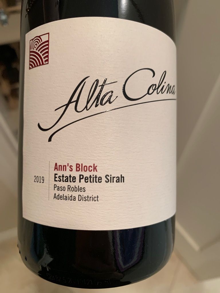 2019 Alta Colina Petite Sirah Ann's Block, USA, California, Central ...