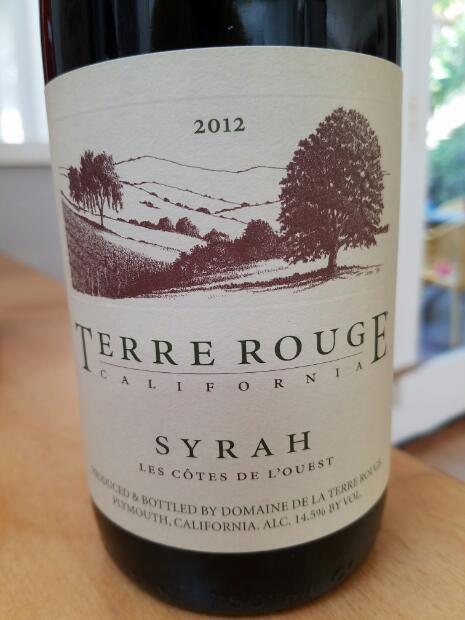 2012 Domaine de la Terre Rouge Syrah Les Cotes de l'Ouest, USA ...