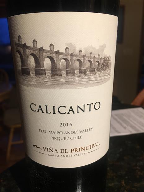 2016 Viña El Principal Calicanto, Chile, Maipo Valley - CellarTracker