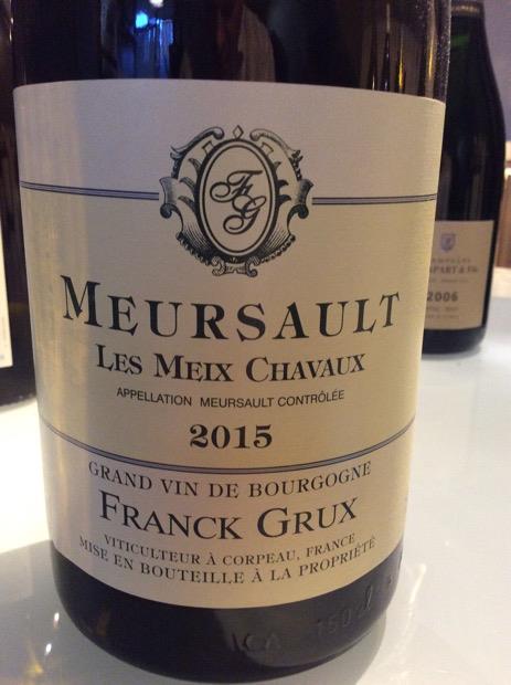 2015 Franck Grux Meursault Les Meix Chavaux, France, Burgundy, Côte de ...