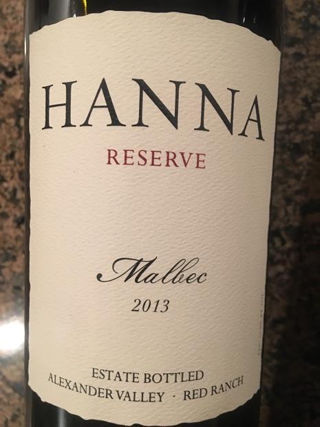 2013 Hanna Malbec Reserve Red Ranch, USA, California, Sonoma County ...