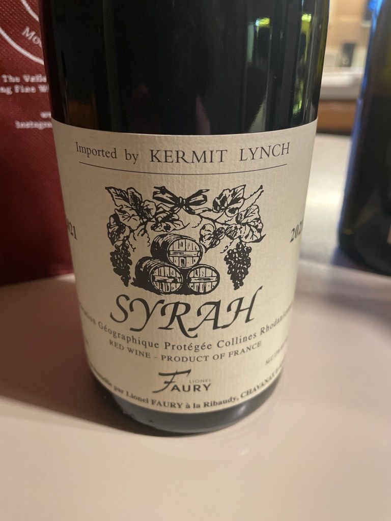 2021 Domaine Faury Syrah Vin de Pays des Collines Rhodaniennes, France ...