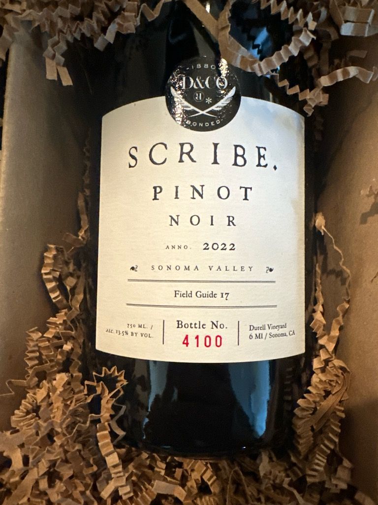 2022 Scribe Pinot Noir Durell Vineyard, USA, California, Sonoma County ...