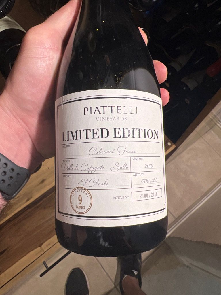 2017 Piattelli Vineyards Cabernet Franc Limited Edition, Argentina ...