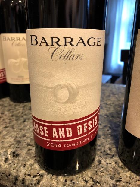 2014 Barrage Cellars Cabernet Franc Cease And Desist, USA, Washington ...