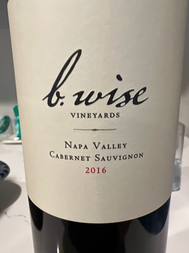 2020 B. Wise Vineyards Cabernet Sauvignon Trios Napa Valley, USA ...