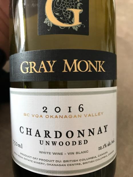 2016 Gray Monk Estate Winery Chardonnay Unwooded, Canada, British ...