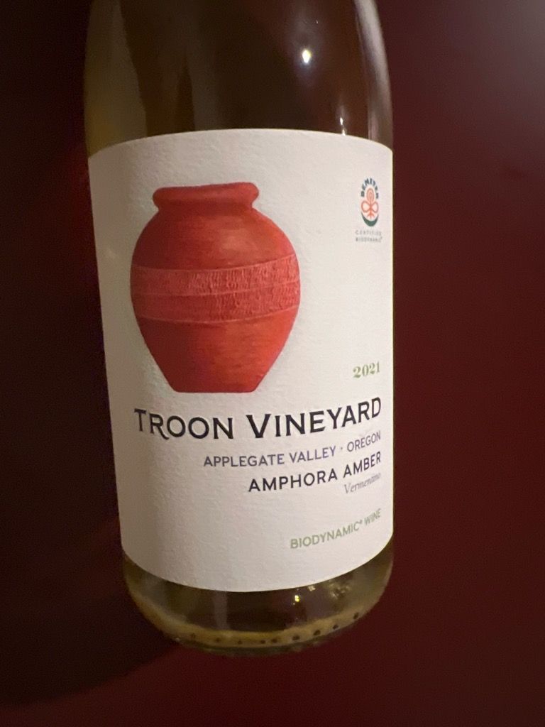 2021 Troon Vineyard Vermentino Amphora Amber, USA, Oregon, Southern Oregon, Applegate Valley ...