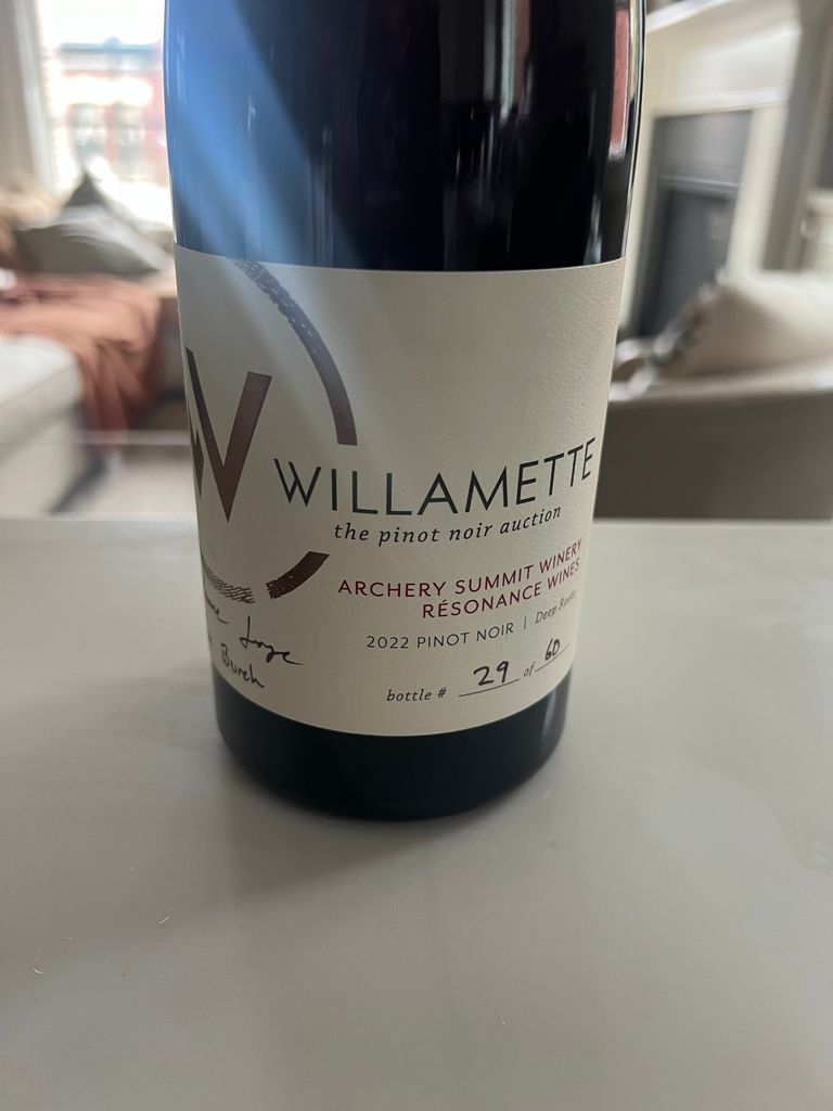 2019 Archery Summit Pinot Noir Willamette Wine Auction Resonance Deep ...