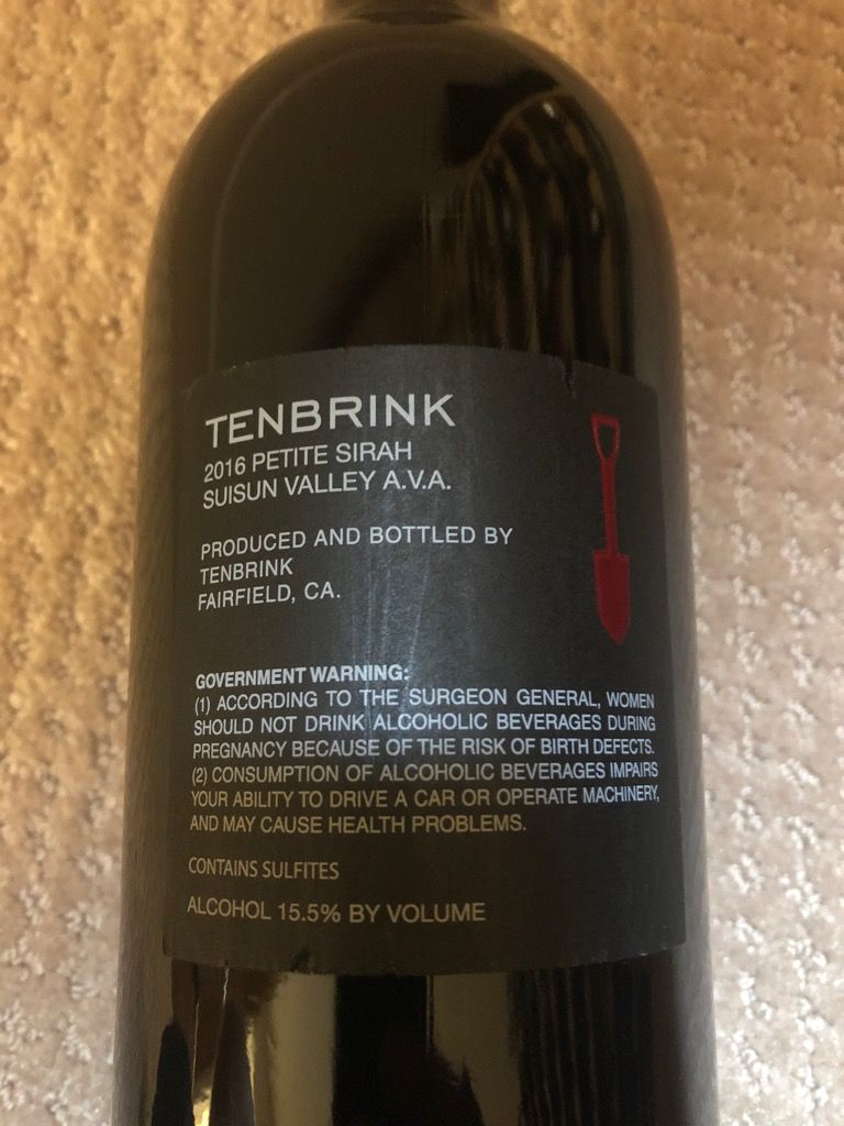 2017 Tenbrink Vineyards Petite Sirah, USA, California, North Coast ...